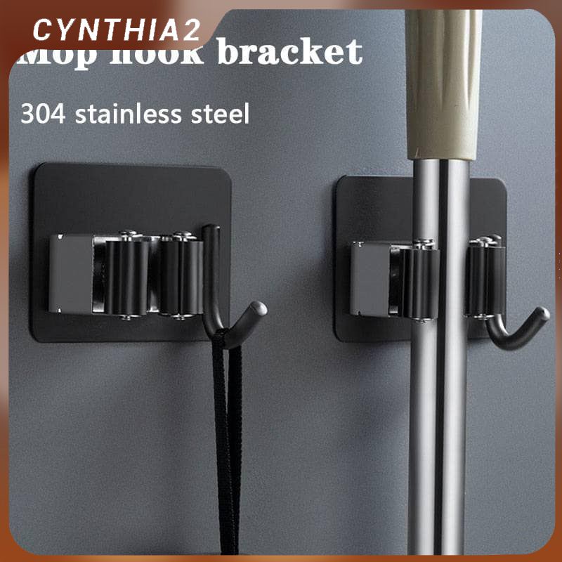 Stainless Steel Mop Holder Wall Mounted Storage Hook Brush Broom Hanger ...