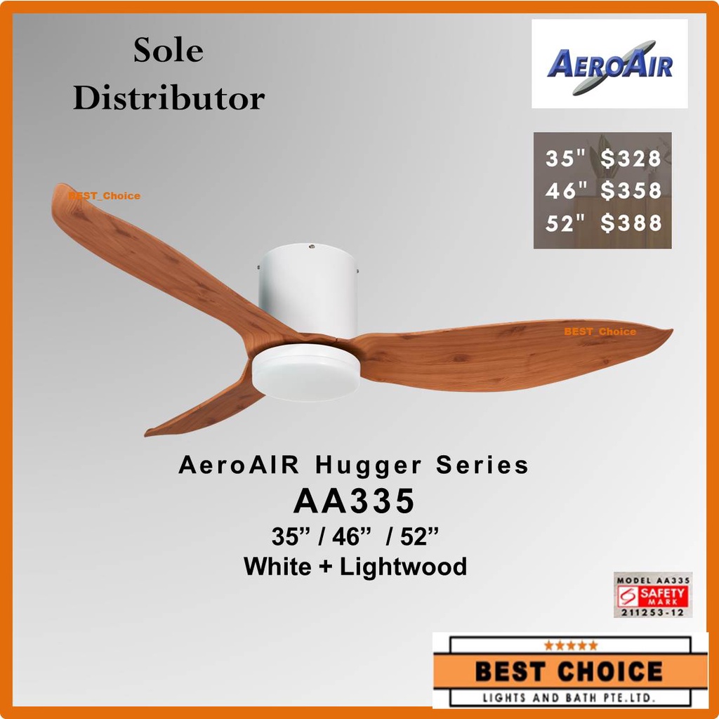 [CDC SG60] AEROAIR AA335 35"/46"/52" DC Ceiling Fan 24W LED 3-Tone Low ...