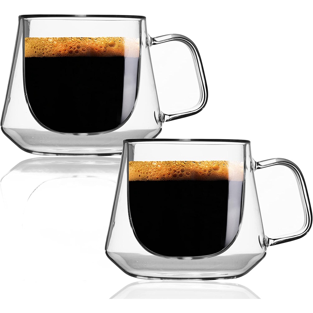 Double Wall Glass Cup Glass Coffee Mugs, Espresso Cups, Double Walled ...