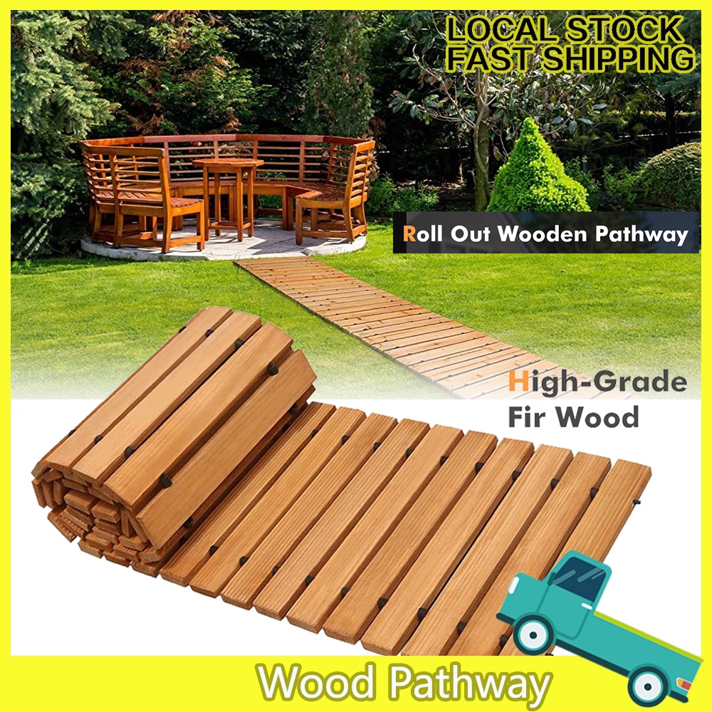 Wooden Garden Pathway 8FT Garden Boardwalk Walkways Straight Hardwood ...