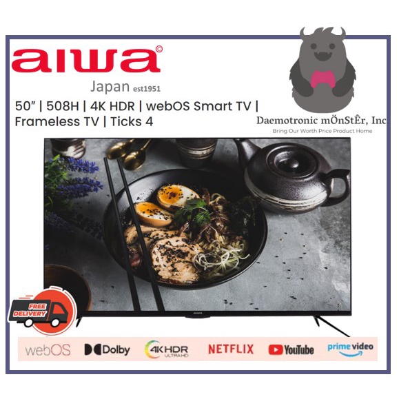 AIWA 50" inch WS-508H Frameless 4K HDR WebOS Smart TV | FREE Digital Antenna + Set Up | Shopee ...