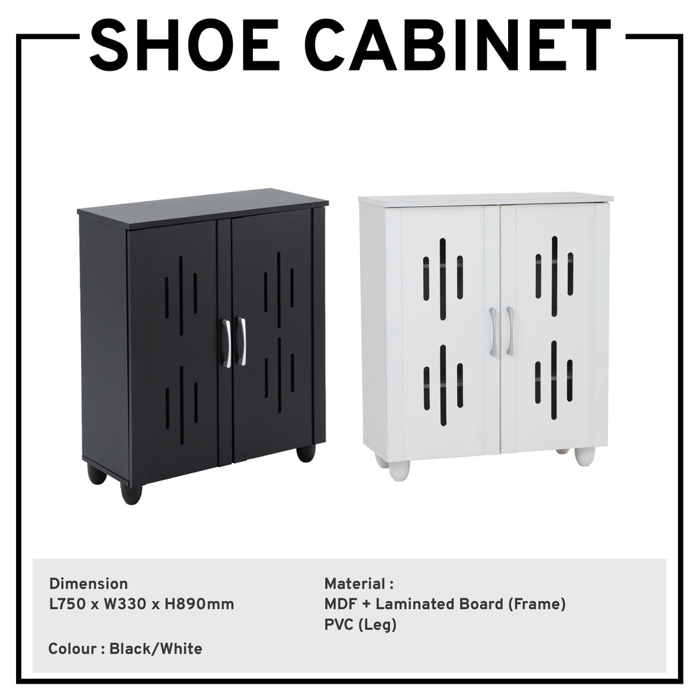 2 Door Shoe Cabinet Black Shoe Rack 2 Swing Door Shoe Storage Cabinet ...