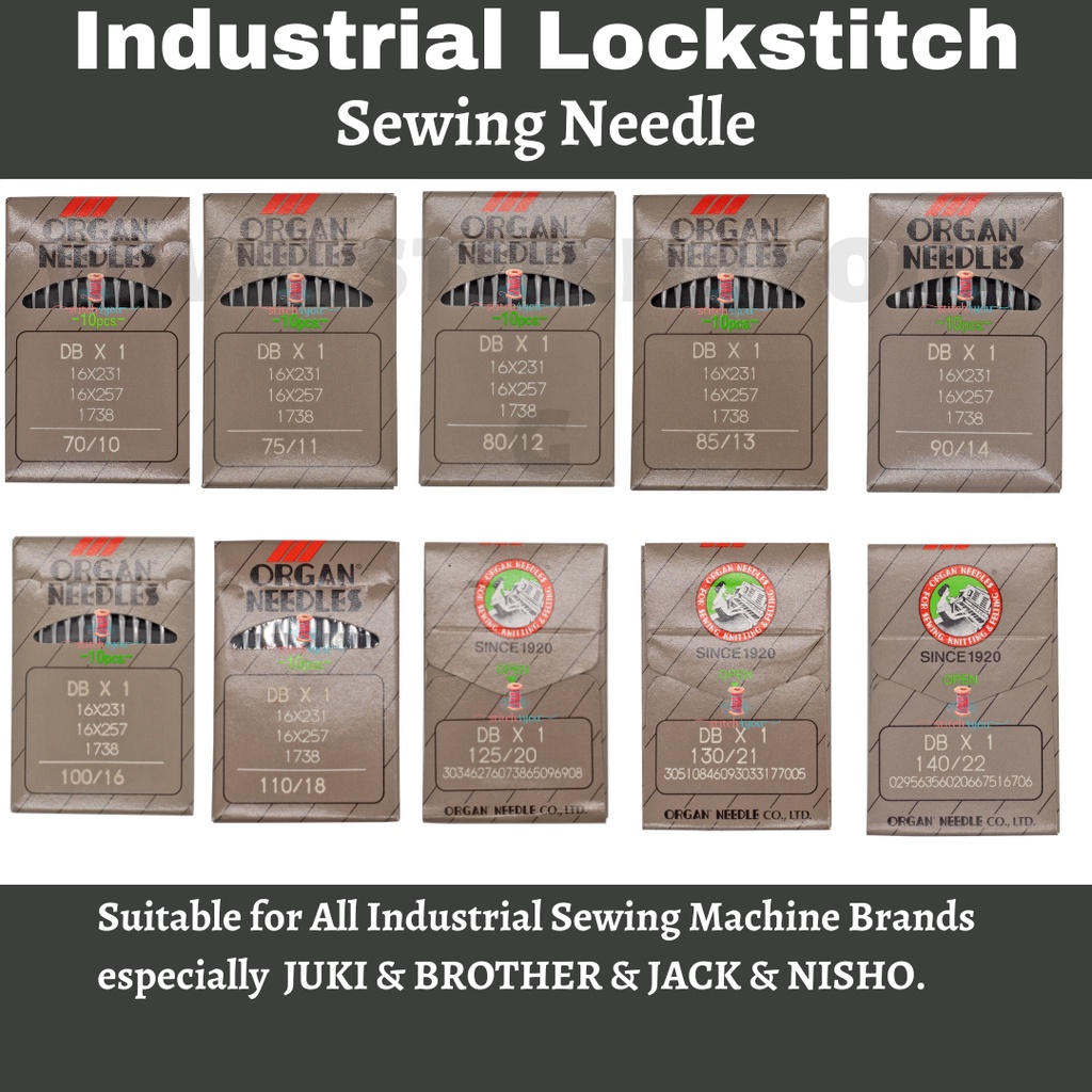 Organ DBX1 Industrial Needles for Lockstitch Sewing Machines, Available for Non-Stretch and ...
