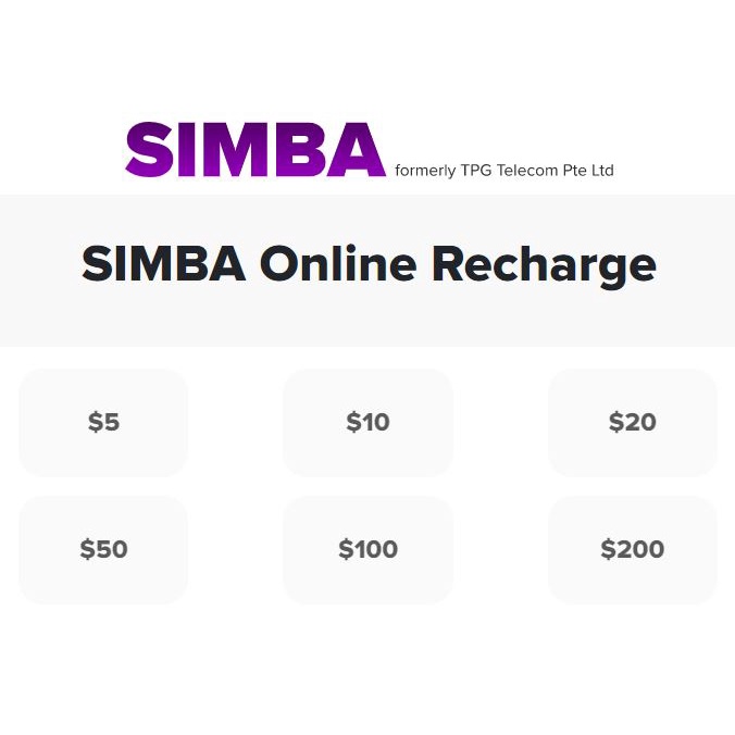 TPG-Simba Main Balance $20/$50/$100 Top Up | Shopee Singapore