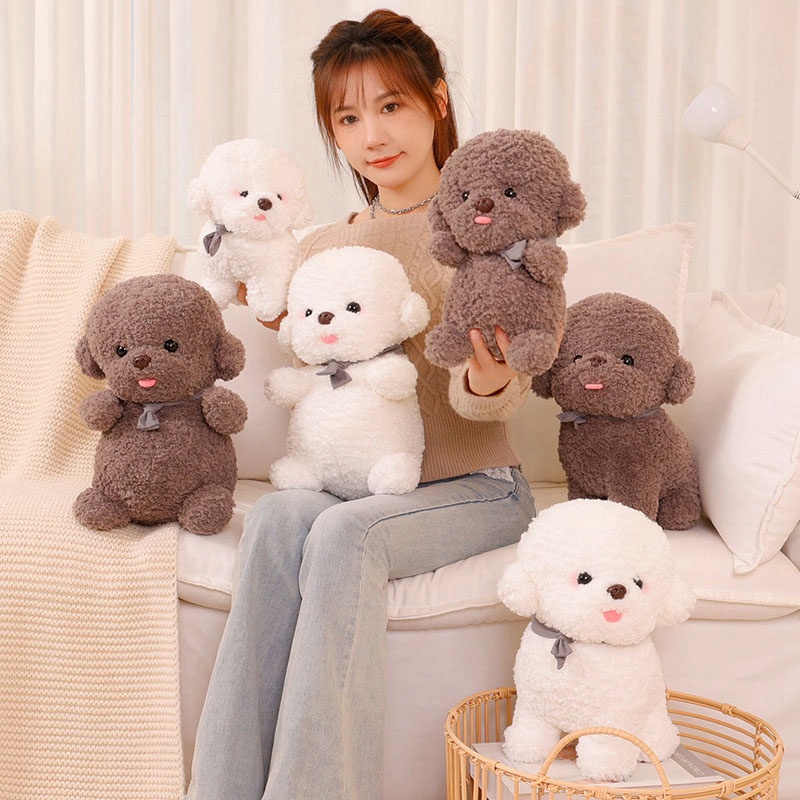 2 Sizes Stuffed Toy Bichon Frise Puppy Dog Plush Doll Birthday ...