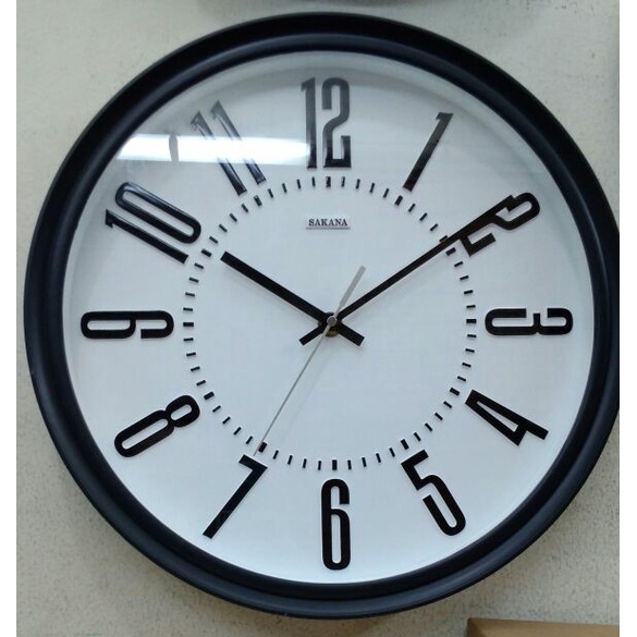 HITAM Sakana 550 sweep movement wall clock - Original black | Shopee ...