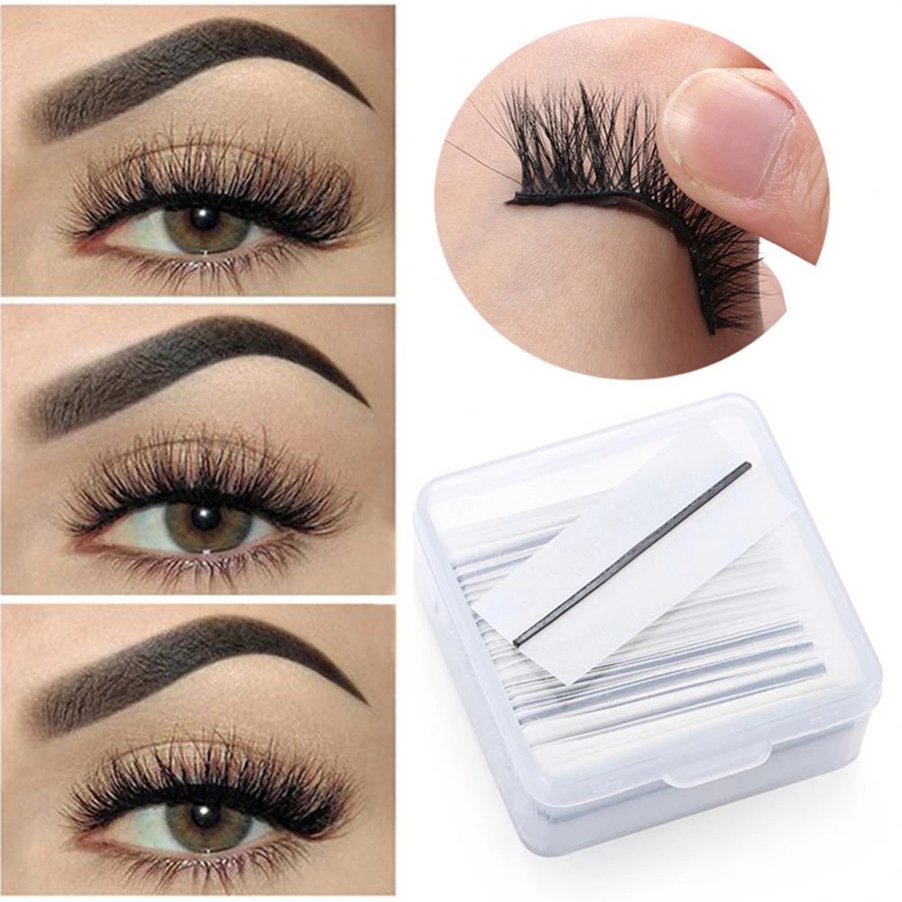 50Pcs/Box Reusable Self-Adhesive Glue-Free Eyelash Glue Strip False ...