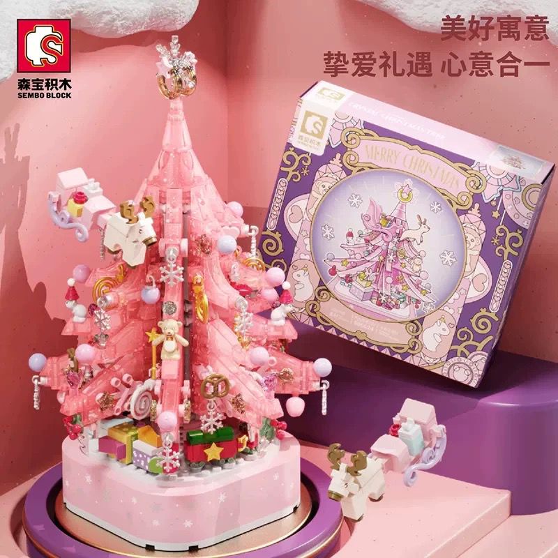 SEMBO BLOCK 605024/605029 LED MUSIC BOX CHRISTMAS TREE BUILDING BLOCKS ...