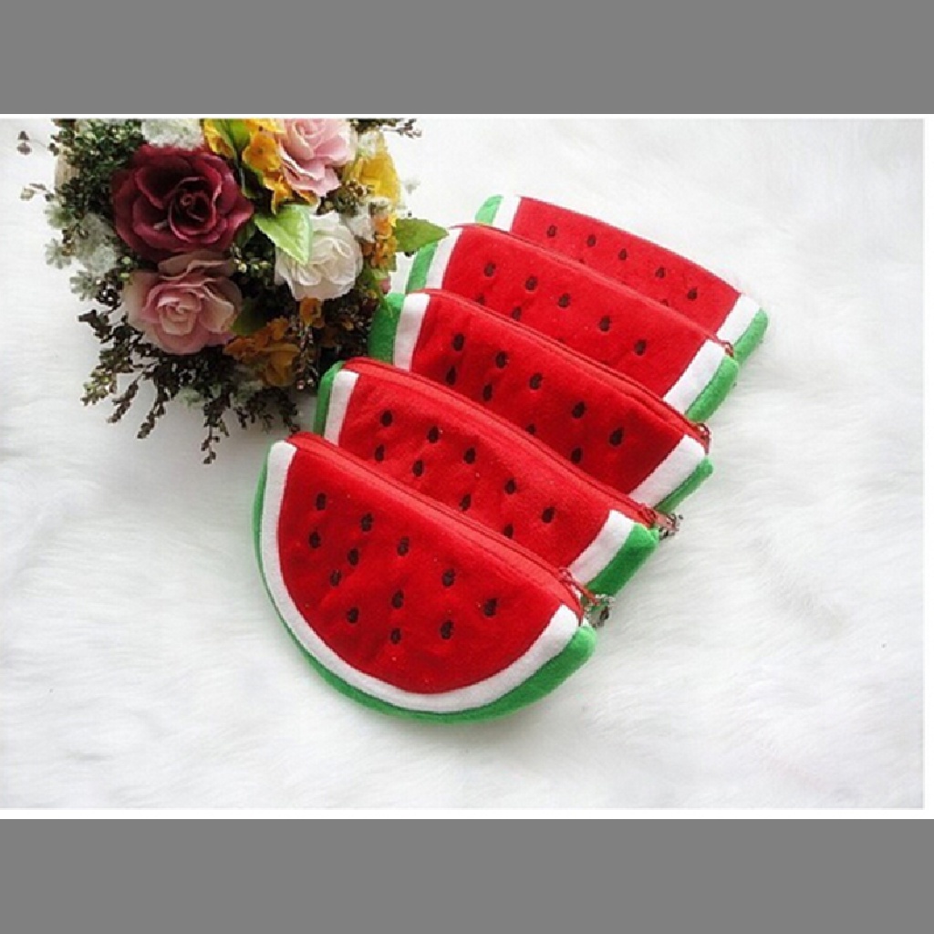 [NobleBeautiful] New Plush Red Watermelon Coin Purse Wallet Pouch Bag ...