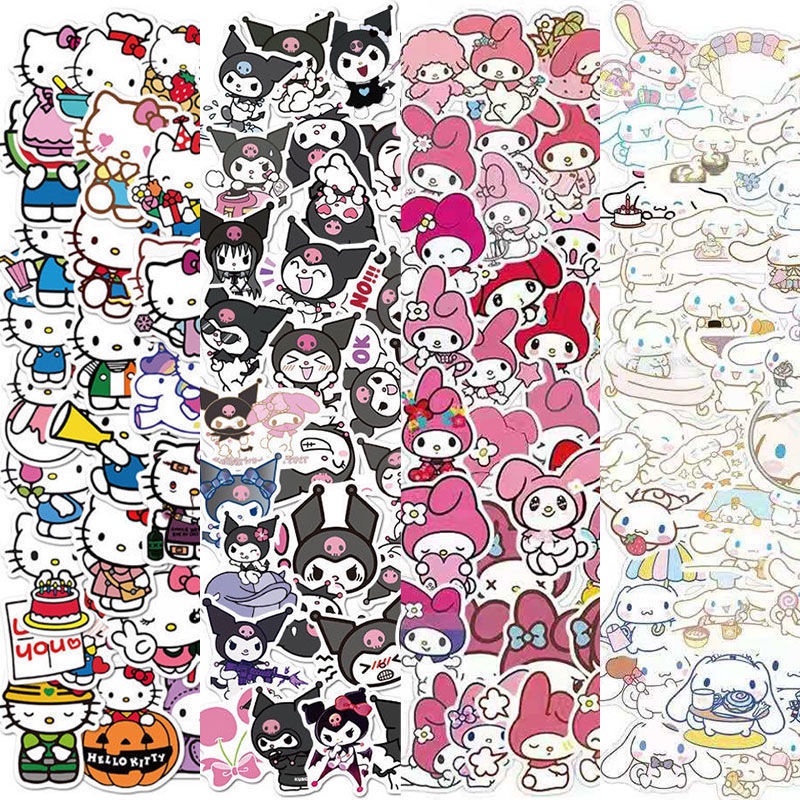 50 Pcs Sanlio Series Stickers Cute Cartoon Kuromi Melody Jade Guigou ...