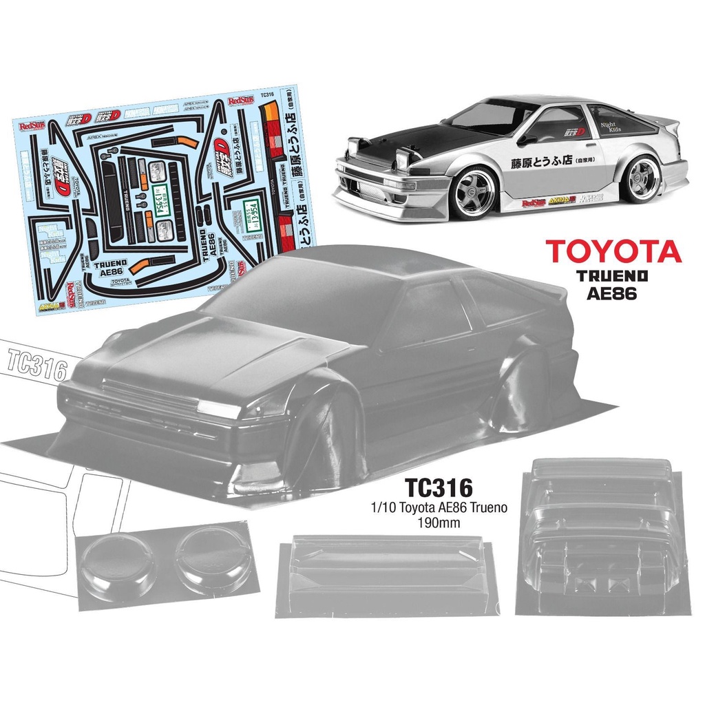 High quality 1/10 Toyota AE86 initial D drift RC PC body shell ...