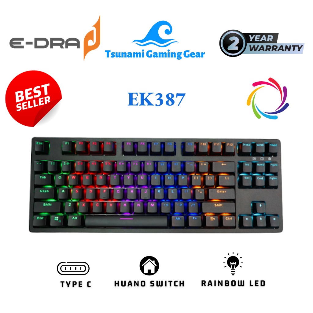 E-dra EK387 mechanical gaming keyboard | Huano Switch | Rainbow led ...