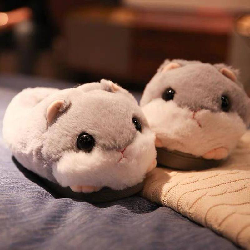 Hamster Shaped Cotton Slippers for Women Home Cute Plush Bedroom Warm ...