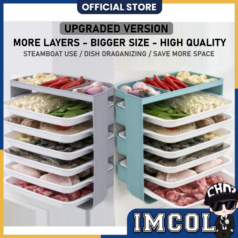 NEW 6 Layers Stackable Food Plate Rack Wall Mounted Steamboat Hot Pot ...