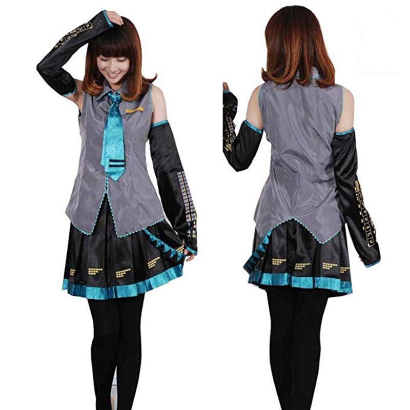 Adult Anime Vocaloid Hatsune Miku Cosplay Costumes Japan Midi Dress