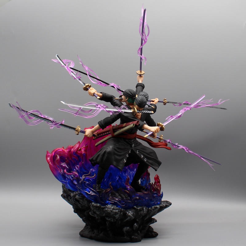 40cm One Piece Zoro Anime Figures Wano Onigashima 9 Swords Style Action ...