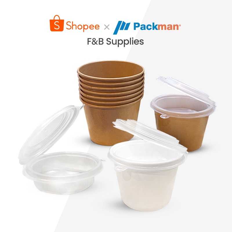 [Carton Sale] Double Coated Kraft Paper Bowl with Inner Divider Lids ...