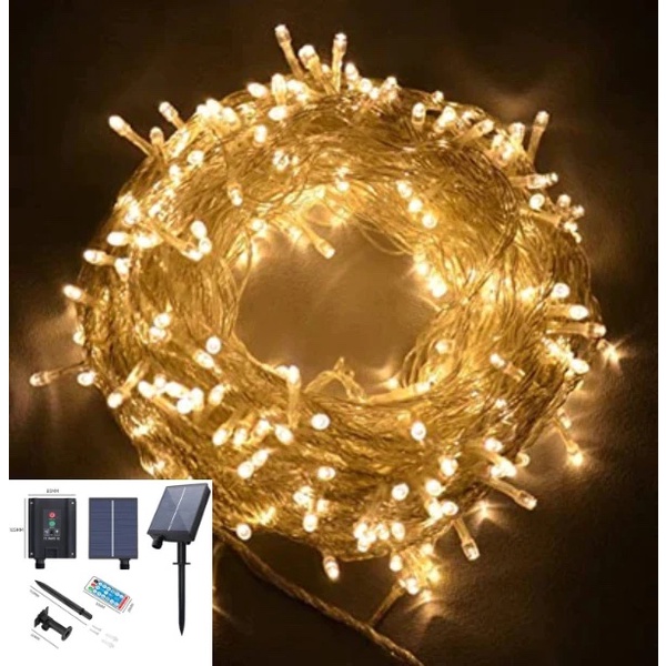 Outdoor Solar Powered 20 Meter 200 Led String Light , Warm , Garden ...
