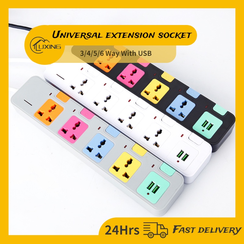 Universal extension socket 3/4/5/6WAY Fast charge power socket with USB ...