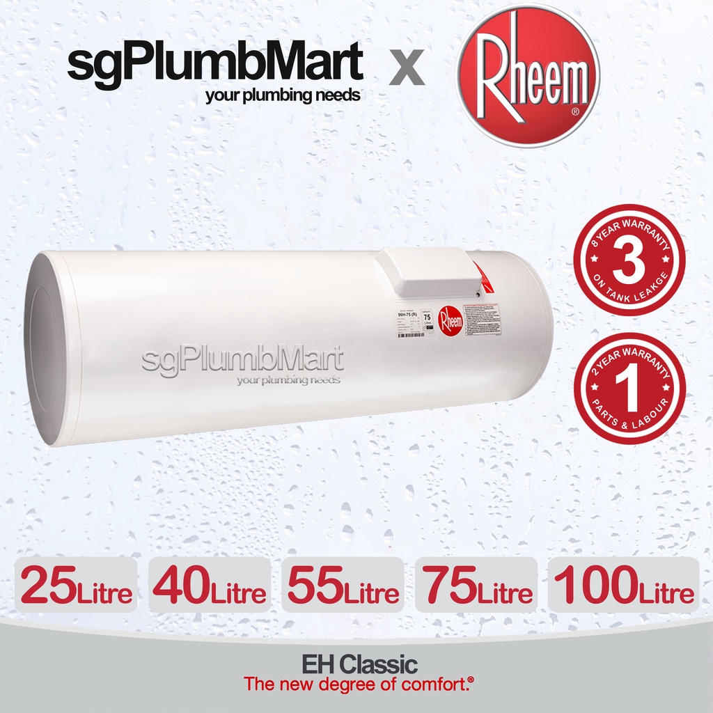 Rheem Classic Model Electric Storage Water Heater 25 40 55 75 100 ...