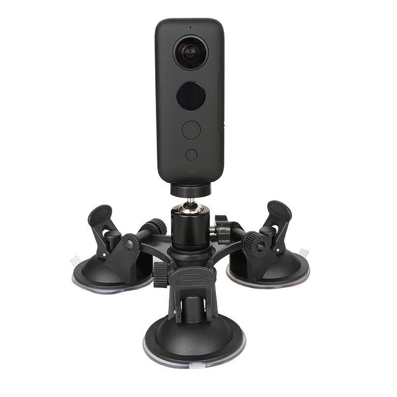Triple Suction Cup 1/4 Threaded Tripod Ball Head Mount for Insta360 X 4 ...