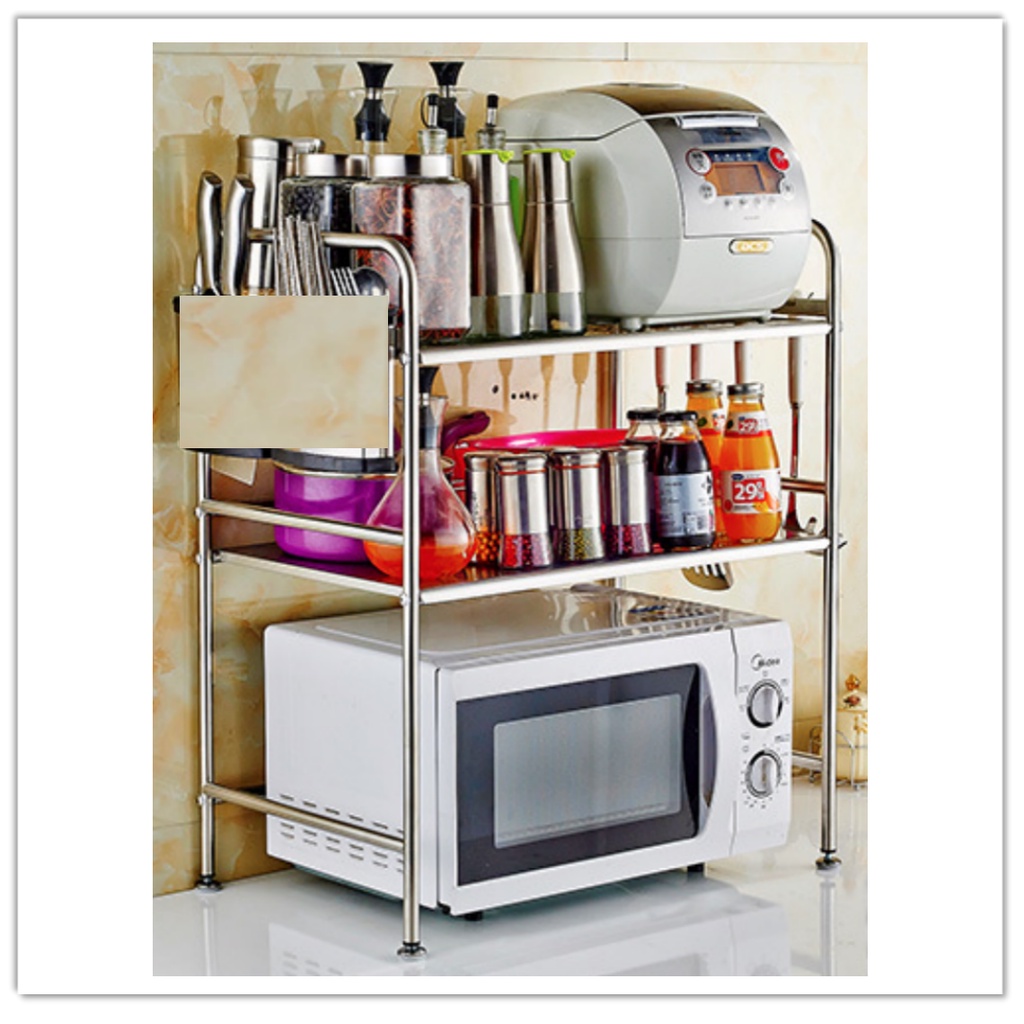 【SG Local Stock】3 Tier Stainless Steel Microwave Oven Rack Shelf with 4 ...