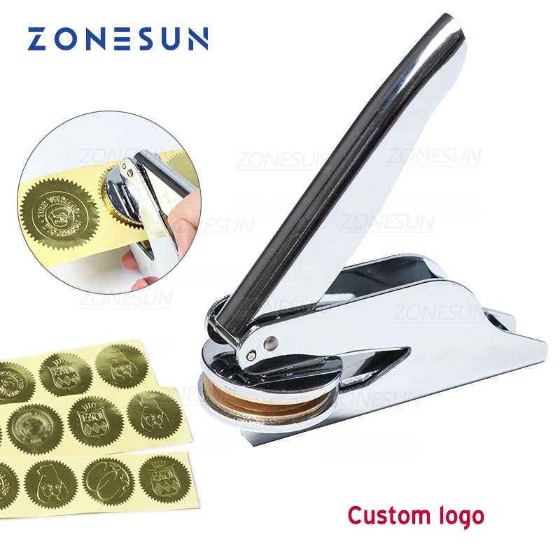 ZONESUN Custom Brass Embossing Stamp with 100pcs Stickers Personalized ...