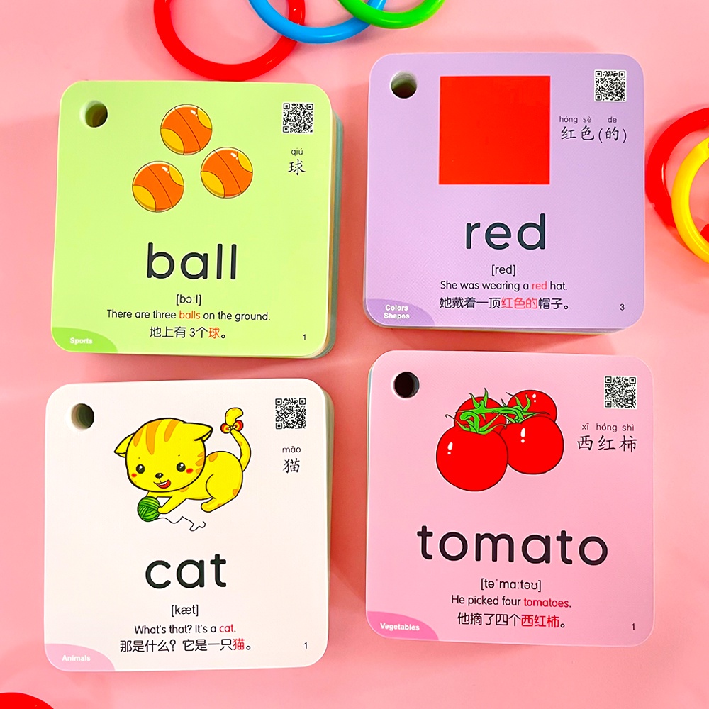 300 Cards Kids English Words Learning Cards English Chinese Bilingual ...