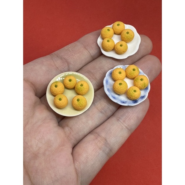 Handmade Miniature Fruits on plate, Orange, Dollhouse fresh fruits ...