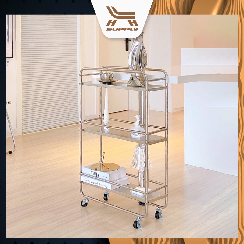 LH 3 Stainless Steel Layer Trolley with Wheels Kitchen Gap Shelf Wide ...