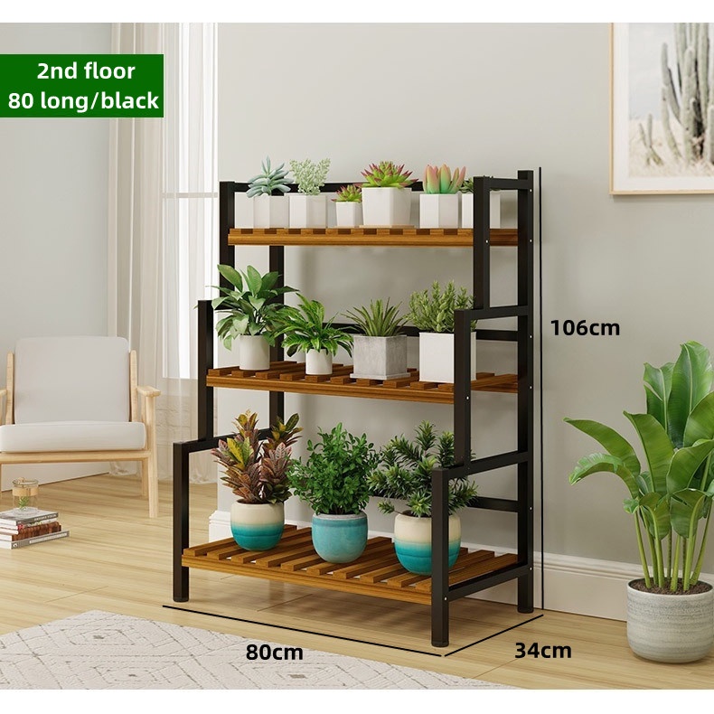 Solid Wood Plant Rack/ Outdoor Pot Stand Iron Wood Flower / Pot Rack ...