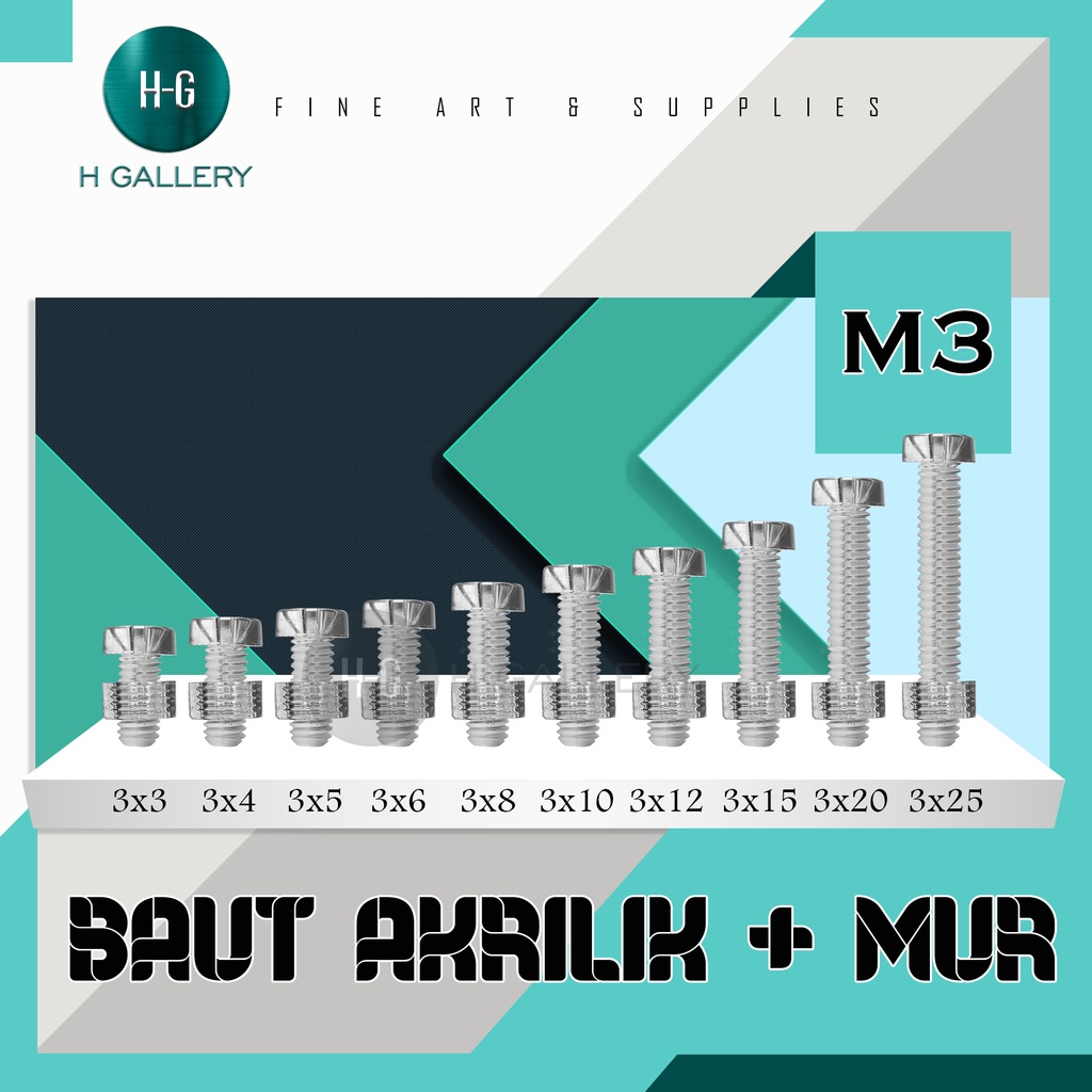 [ BOLT + NUT ] M3 & M4 TRANSPARENT ACRYLIC 1 SET OF BOLTS & NUTS 3MM ...