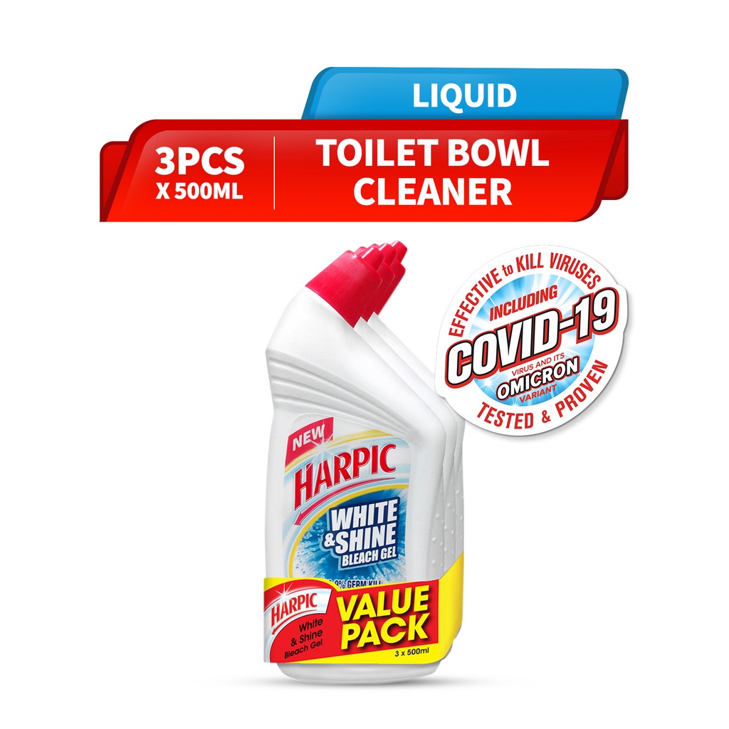 Harpic White & Shine Bleach Toilet Bowl Cleaner Disinfectant Liquid ...