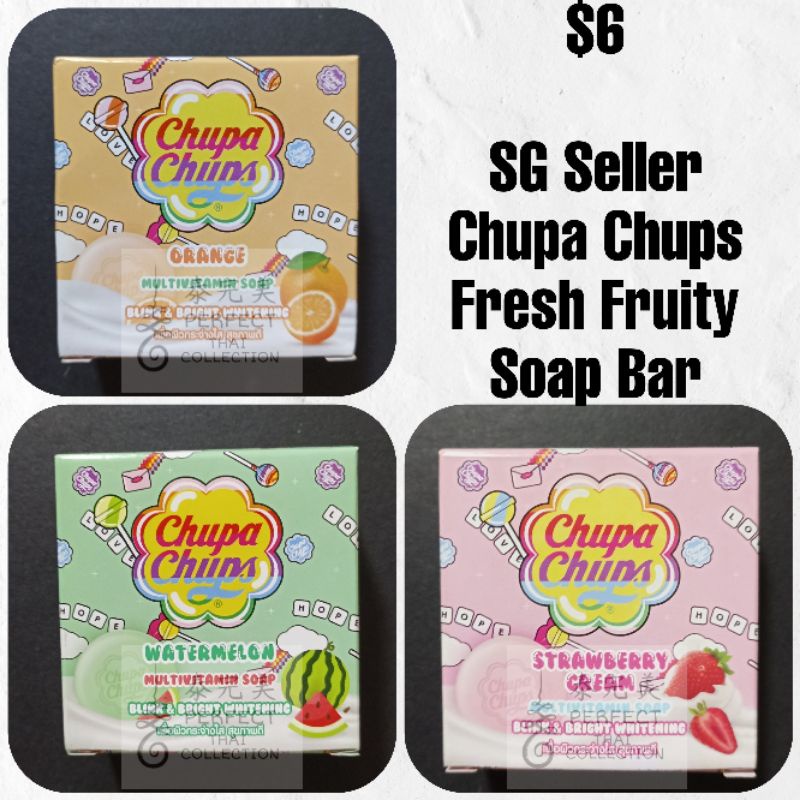 [CHUPA CHUPS FRAGRANCE Fruity Collagen Multivitamin Bar Soap 80g] *MANY ...