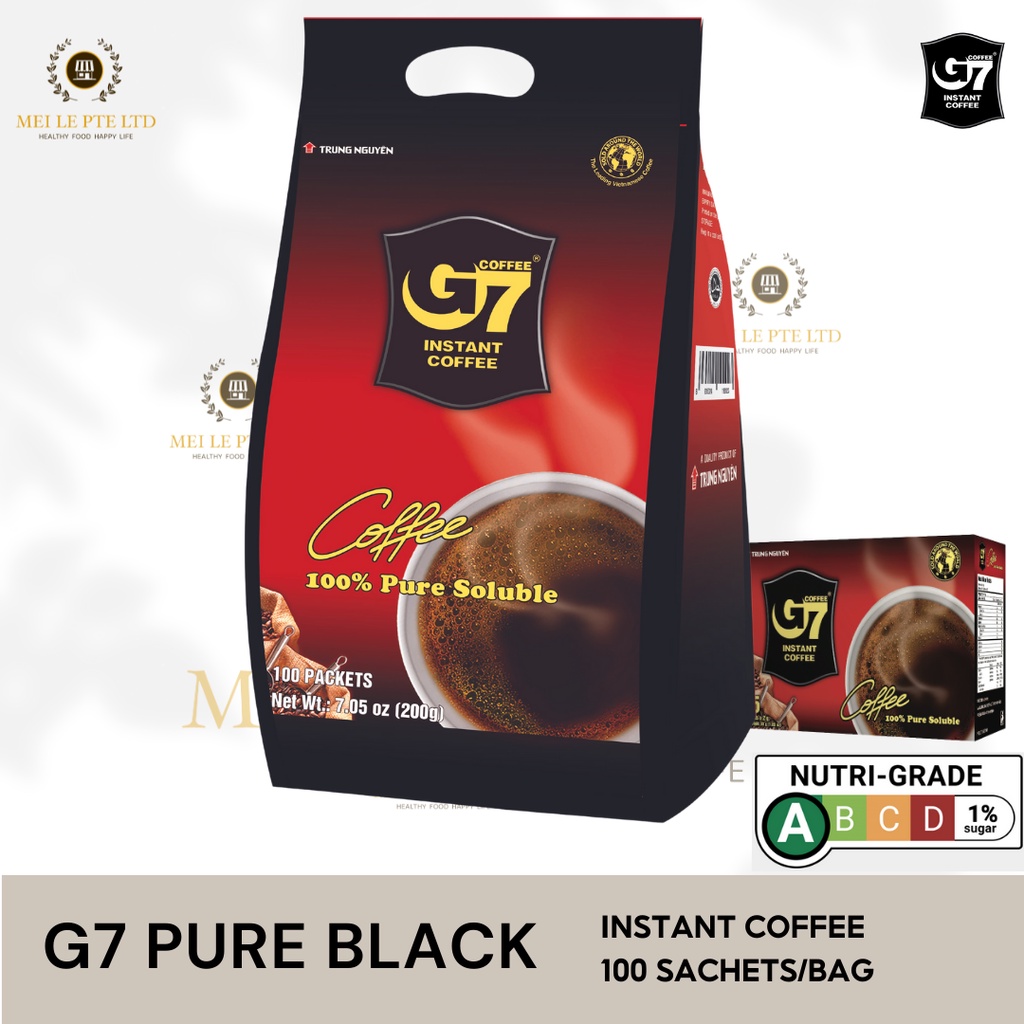 [SG STOCK] G7 Pure black 100 sachets Instant Coffee. 100 x 2g/sachets (200g/bag) | Shopee Singapore
