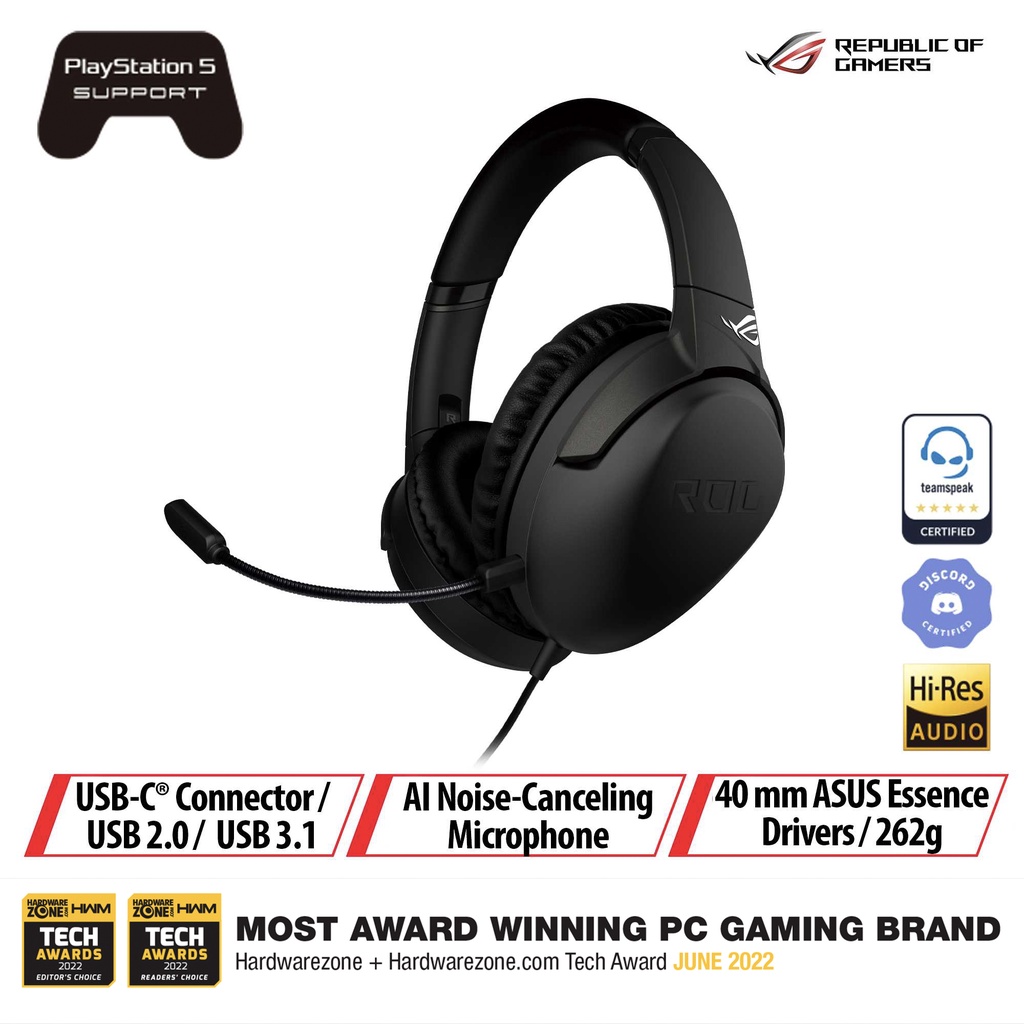 ROG Strix Go USB-C gaming headset with AI noise-canceling microphone ...