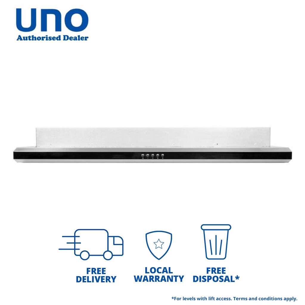 (Bulky) UNO 90cm Slim Line Hood with Black Acrylic Front Panel UA9112 ...