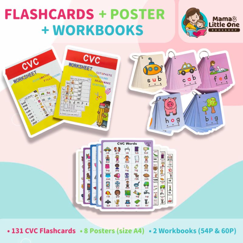 CVC Words English Learning Teaching Educational Children Flashcards w ...