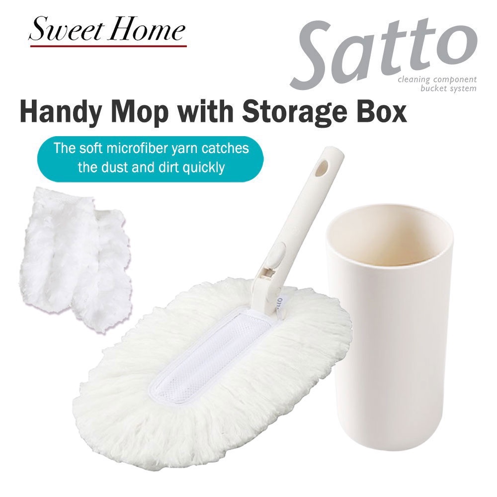 [Free 2 Mop head] Japan Condor Satto Handy Mop with Storage Box Duster ...