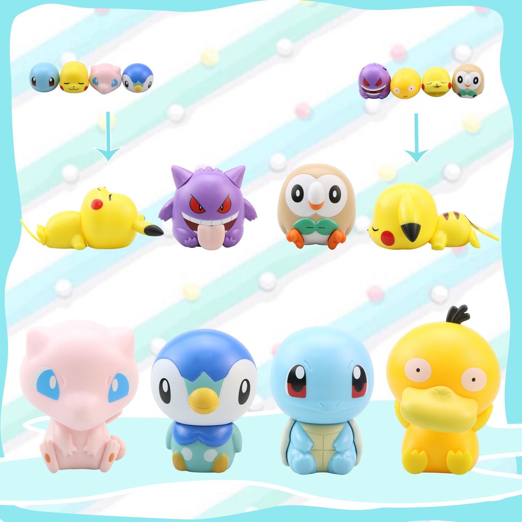 Pokemon pikachu Rowlet Mewtwo Gengar Squirtle Psyduck Assembly action ...