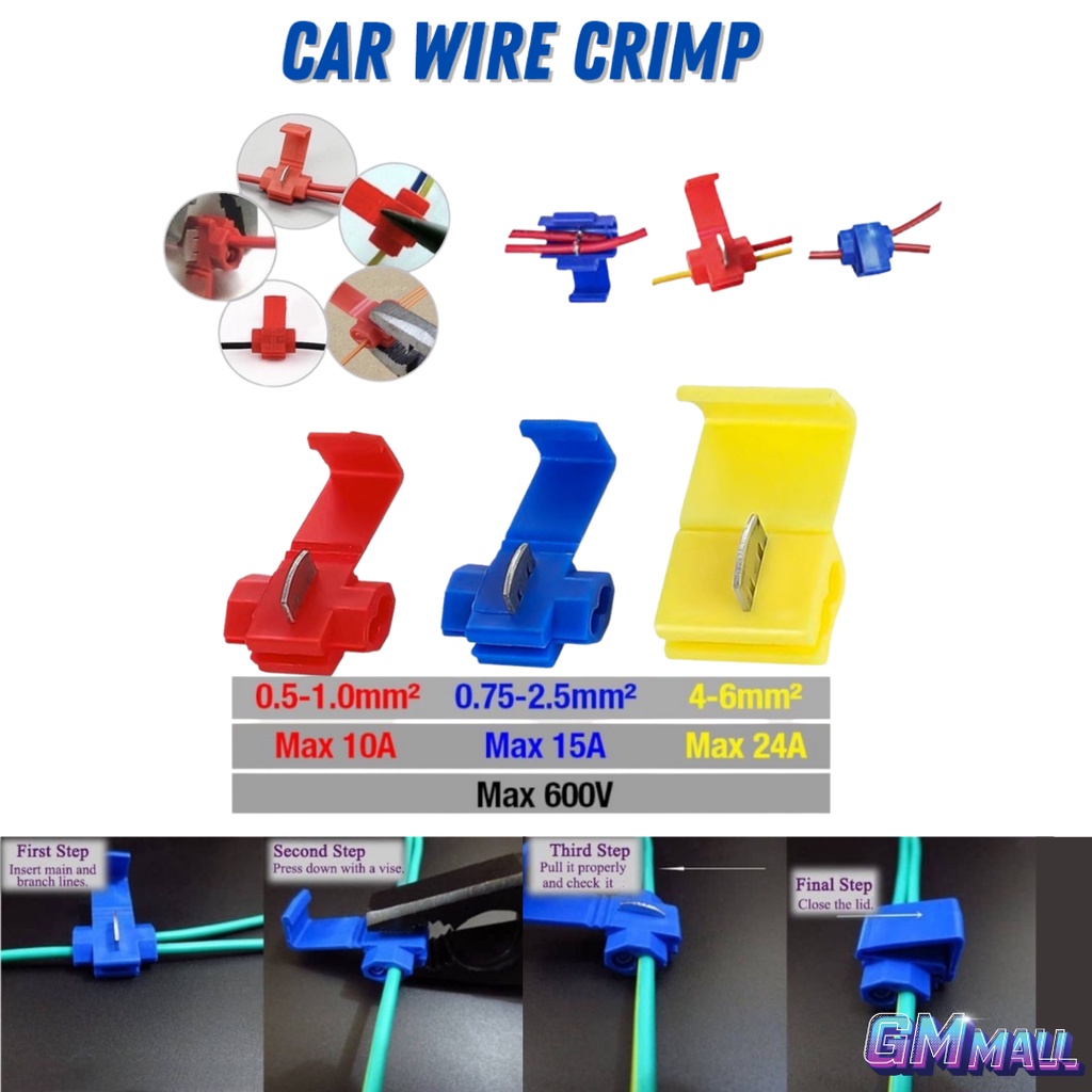 CAR ELECTRICAL WIRE CRIMP CLIP Terminal Joint Connection Splitter Clip ...