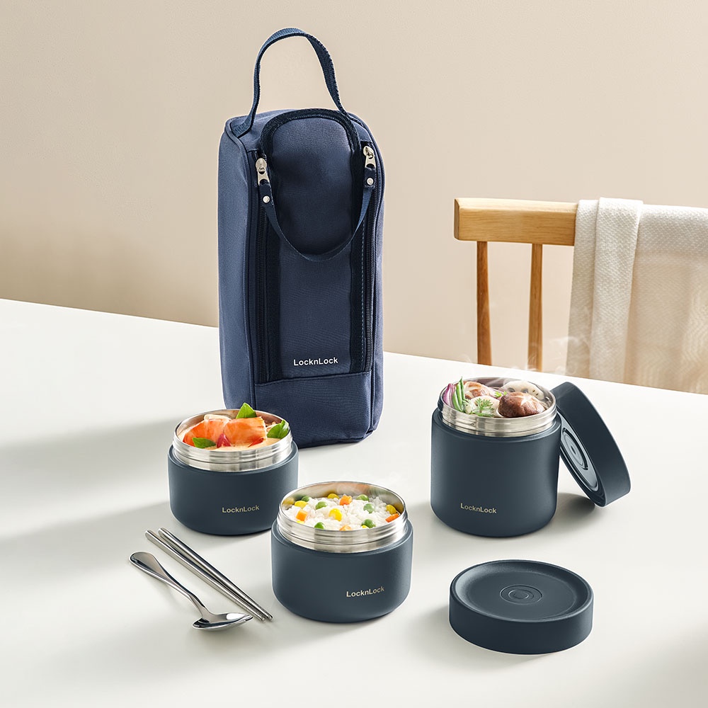 LocknLock thermos lunch box set LHC8052S01 LHC8052S02, 3 thermos boxes ...
