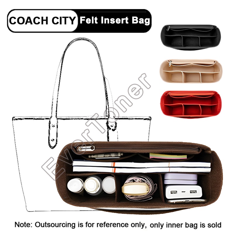 EverToner Felt Insert Bag Organizer for COACH CITY Tote Makeup Handbag ...