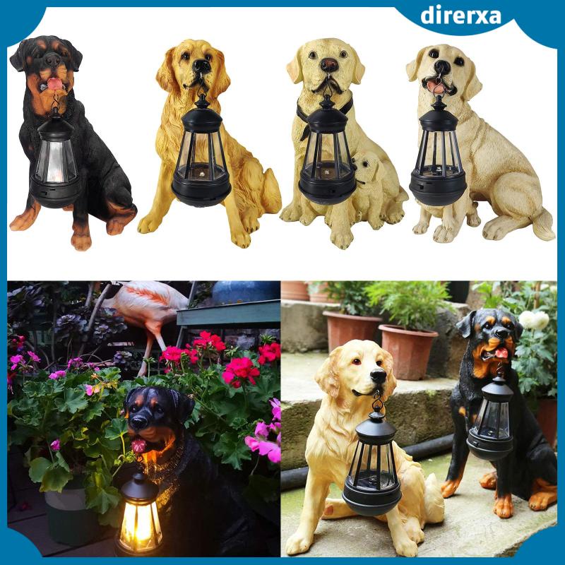 [Direrxa] Outdoor Garden Dogs Ornament with Solar Powered Light, Resin ...