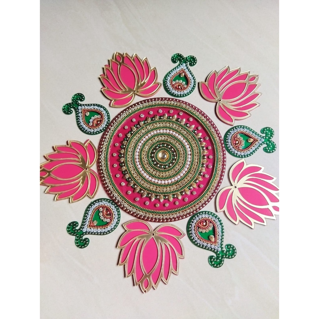 Acrylic Rangoli /attractive lotus grand decor piece -11 pieces set ...