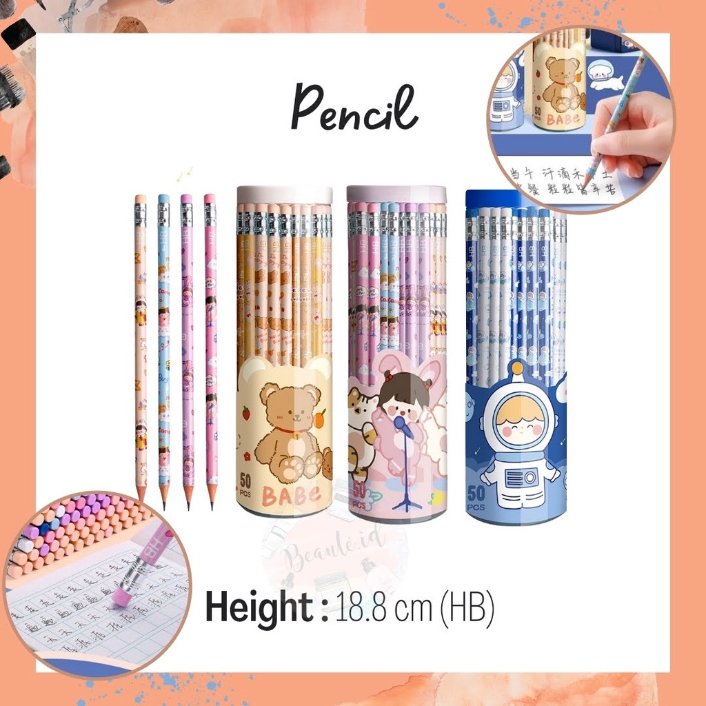 KAYU [1 Pcs] HB Wooden Pencil with Eraser Cute Design For Children ...