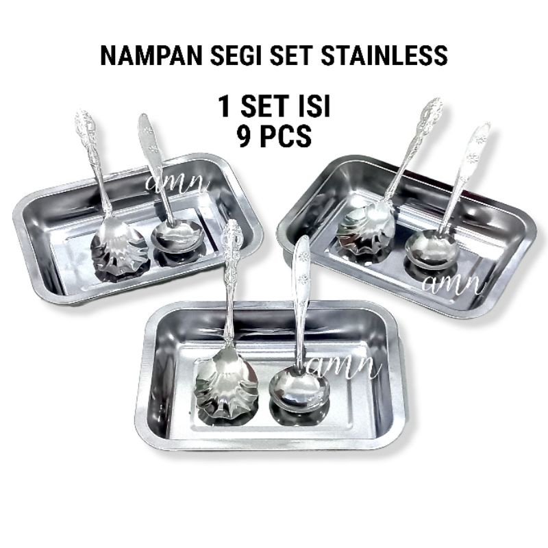 Square Stainless Steel Tray 9-piece Tray Set Baking Tray/ Stainless ...