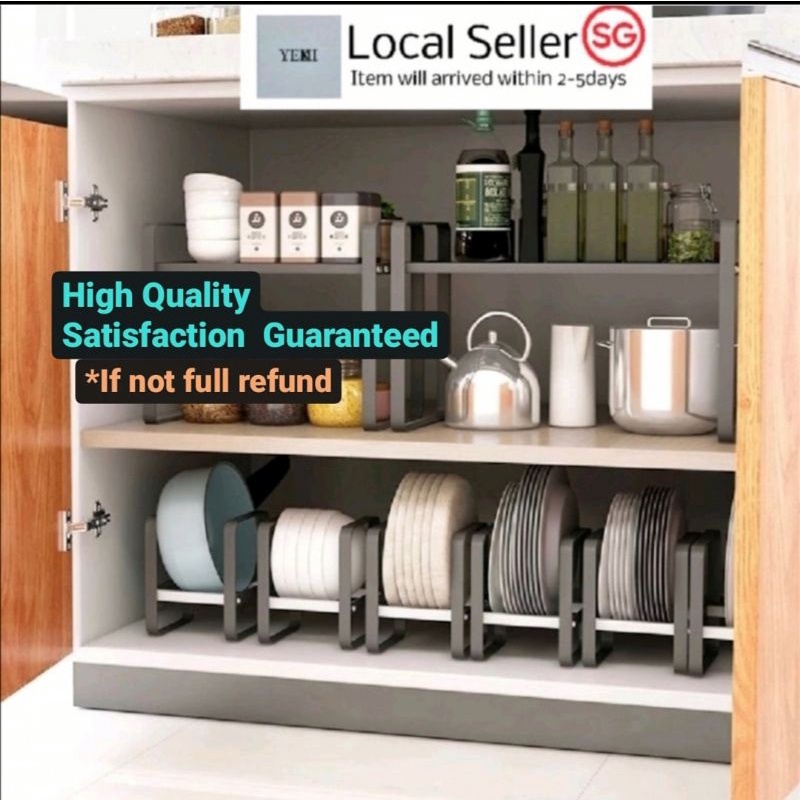 【SG Stock 】Kitchen Cabinet Storage Plates Rack Bowl plate Holder Closet ...