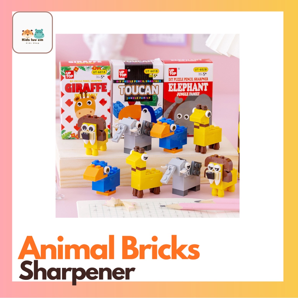 [SG SELLER][👦Kids Love em👧] Cute Zoo Animal DIY Bricks Pencil Sharpener ...
