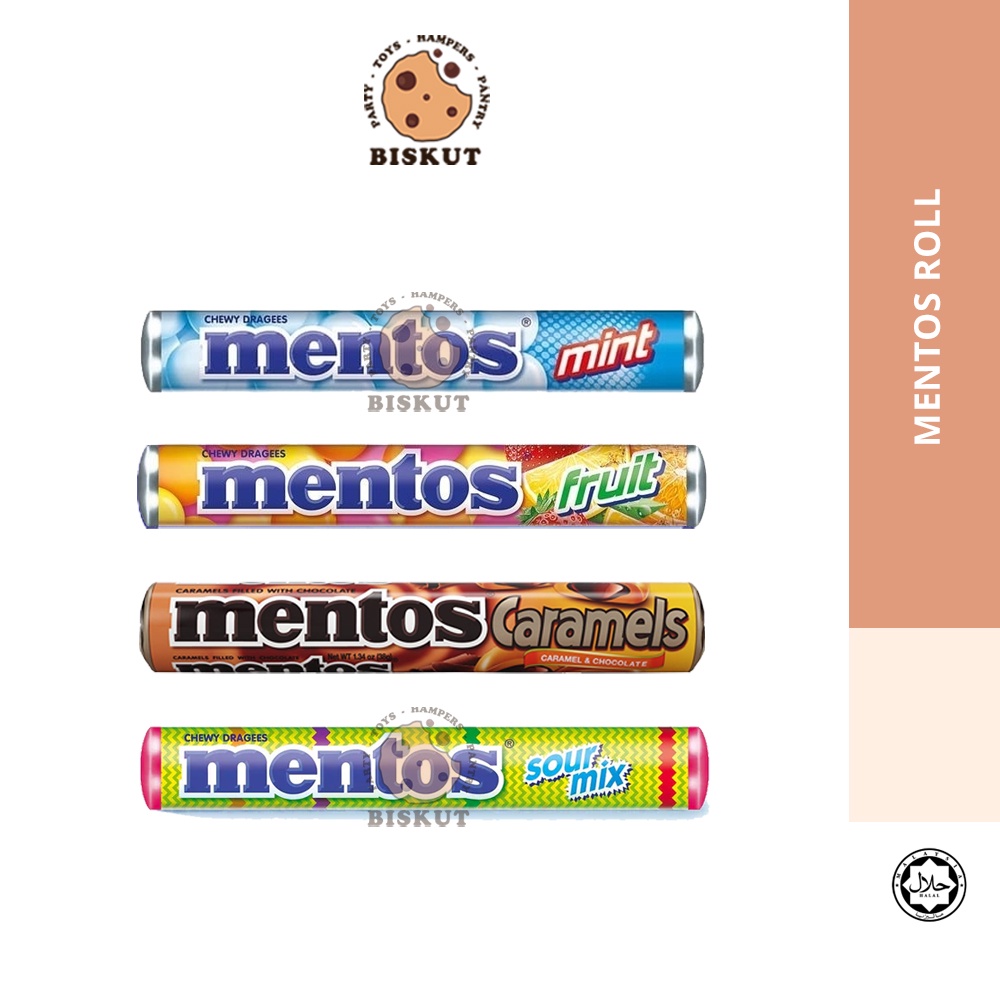 MENTOS CHEWY CANDY ROLL 1 OUTER - MINT 24'S/FRUIT 24'S/SOUR MIX 24'S ...